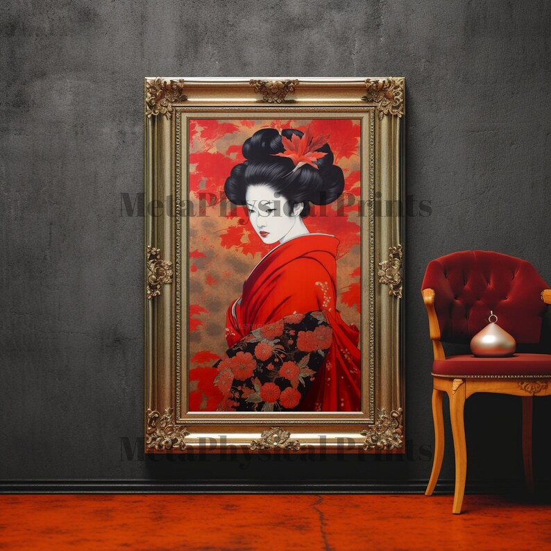 Traditional Geisha Art Portrait, Home Decor Gift, PRINTABLE Wall Art, Japanese Art Ukiyo-e Edo ...
