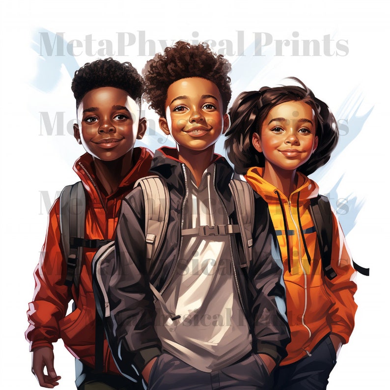 Back to School Clipart Bundle, Group of Uniform School Children, Black ...