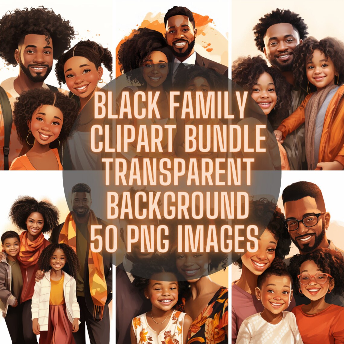 Black Family Group Shot Clipart Bundle, Black Excellence, Happy Loving ...