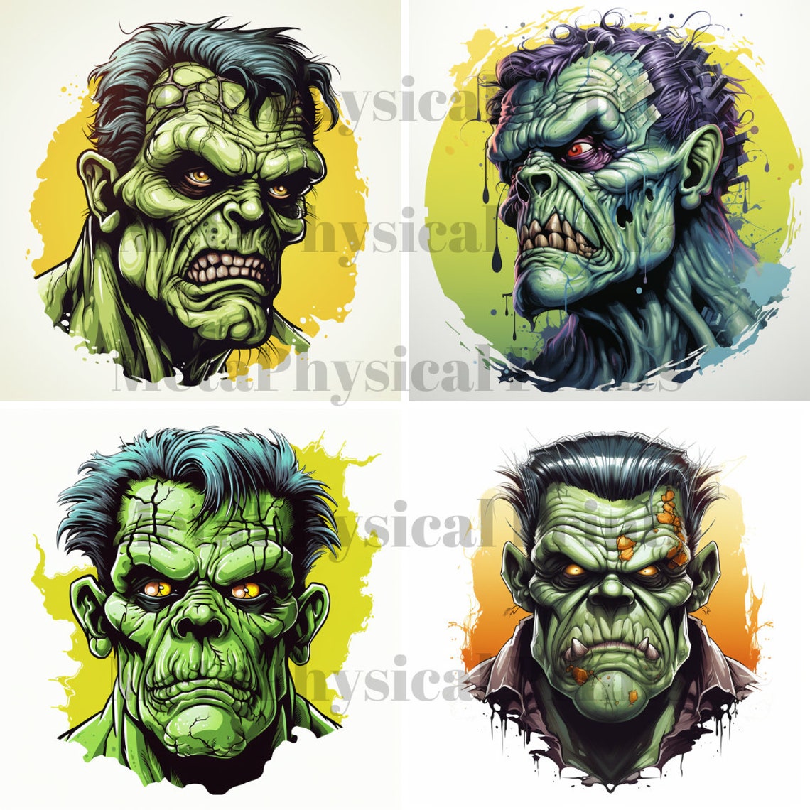 Frankenstein Halloween Clipart Bundle, Halloween Graphics, Digital ...