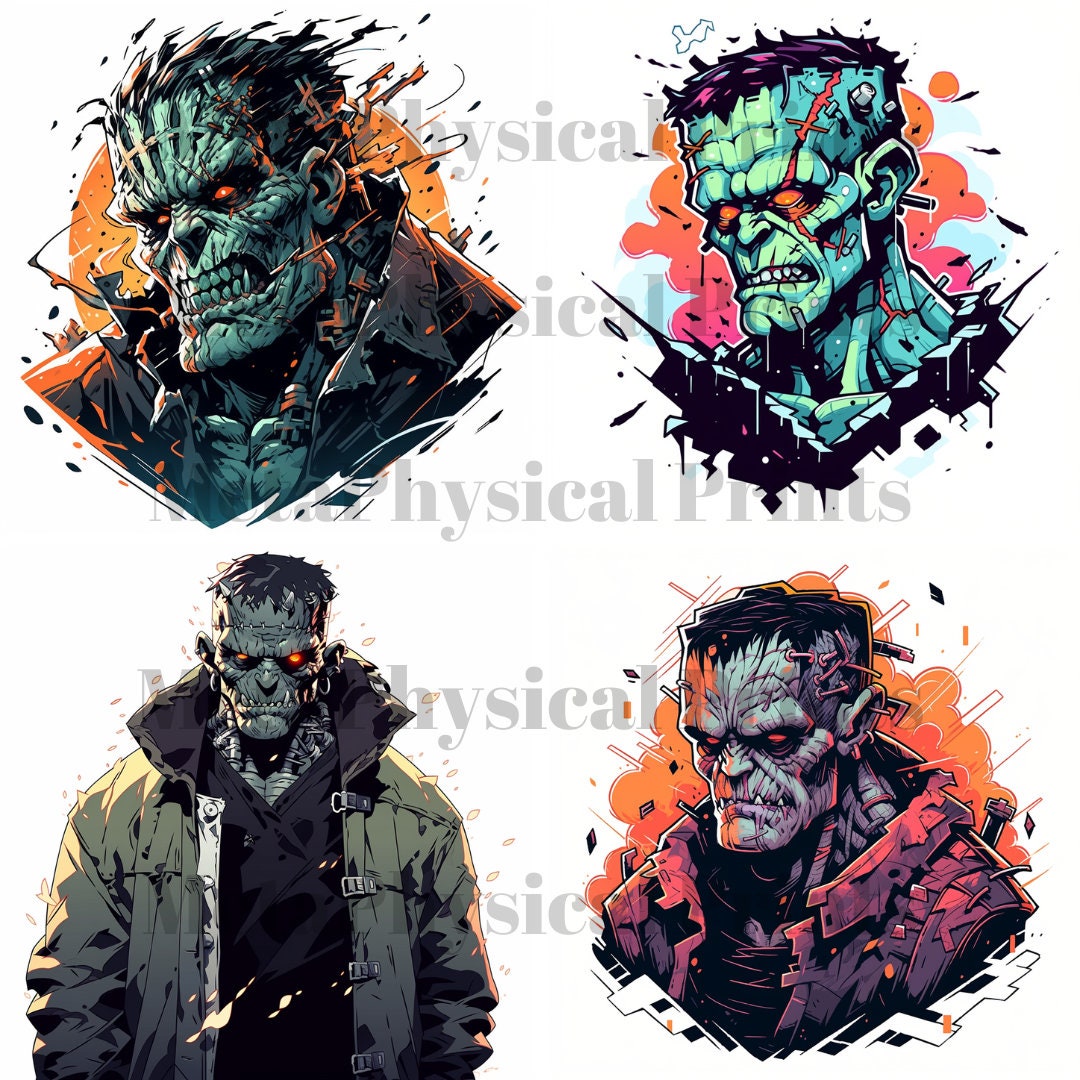 Frankenstein Halloween Clipart Bundle, Halloween Graphics, Digital ...