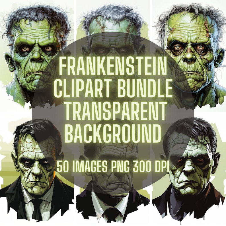 Frankenstein Halloween Clipart Bundle, Halloween Graphics, Digital ...