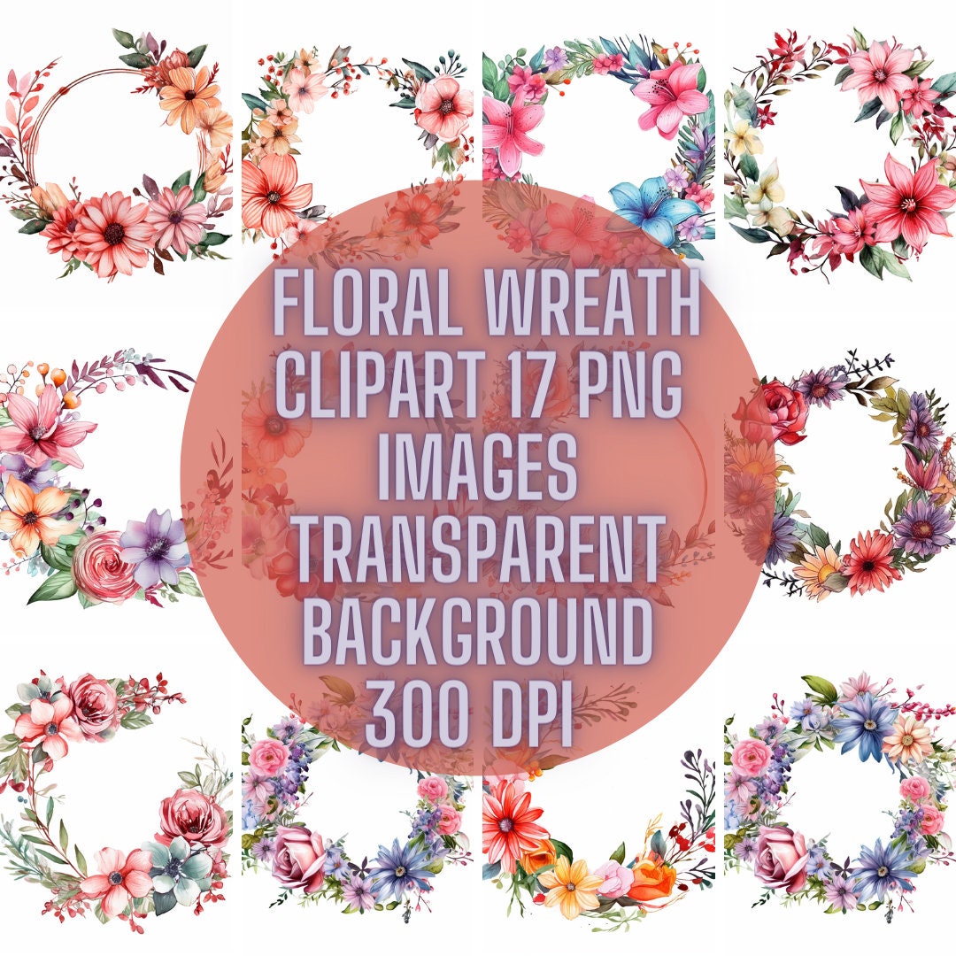 Colorful Summer Wreath Clipart Bundle, Watercolor Flower Wreath Set ...