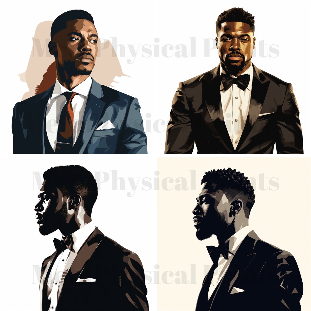 Black Excellence Clipart Bundle, Black Man Boy Wearing Suit Clipart ...