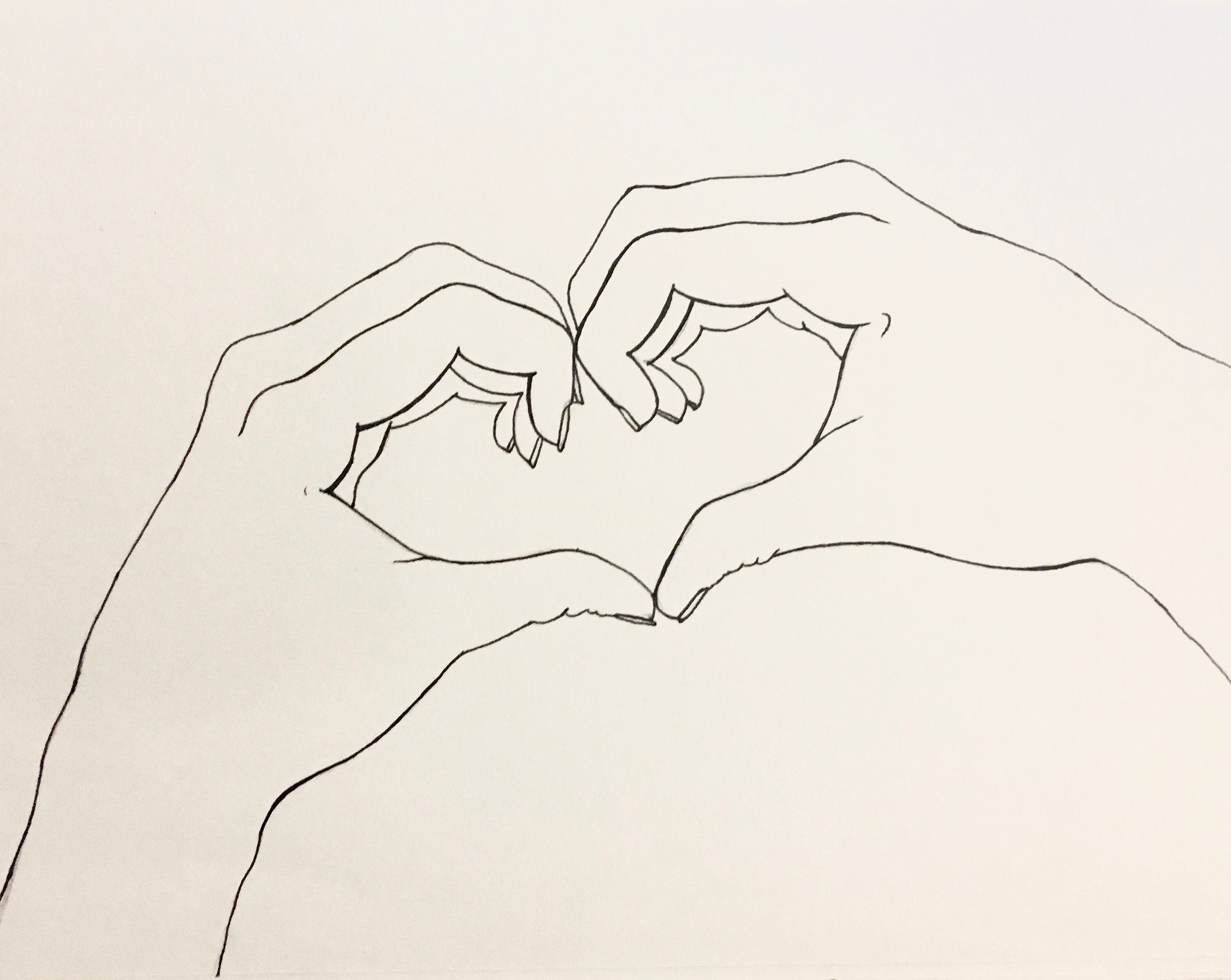 Hand Heart Drawing, Modern Art Hand Drawn. Minimalist Hand Drawing. - Etsy