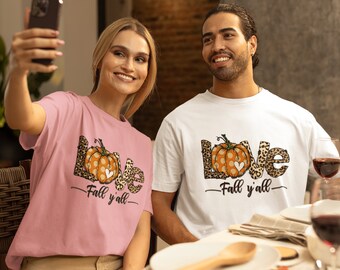 Love Fall Y'all Sweatshirt, Leopard Print Fall Shirt, Thanksgiving ...