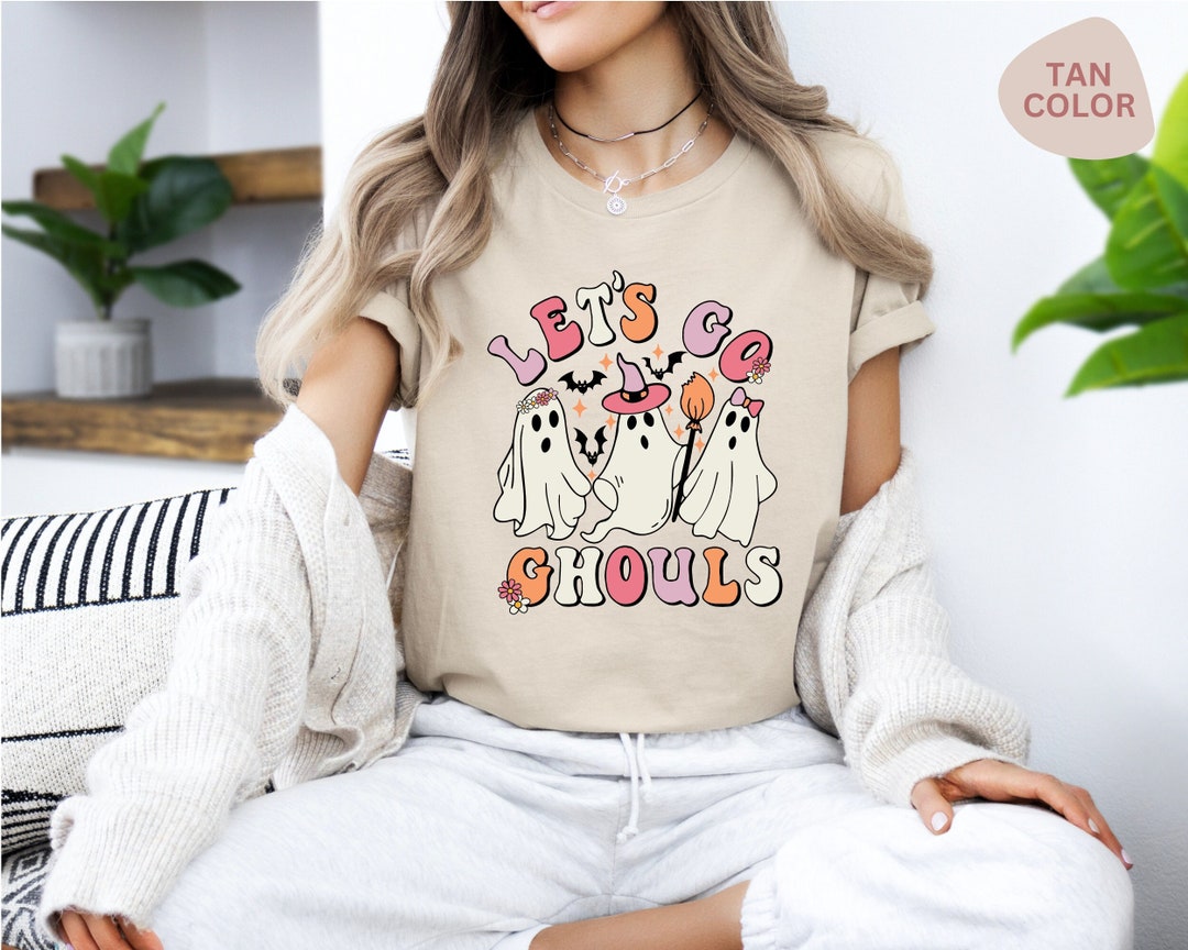 Retro Halloween Ghost Graphic Tee, Let's Go Ghouls Shirt - Etsy