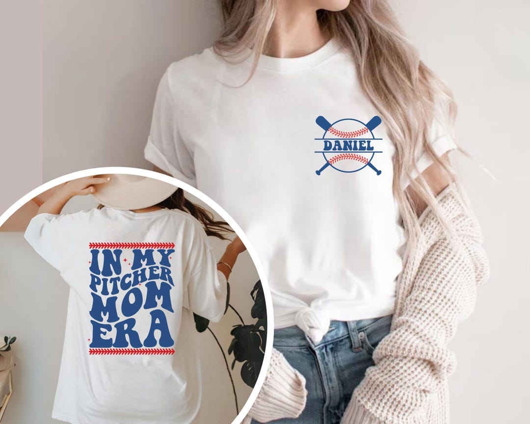 Custom in My Pitcher Mom Era Shirt, Baseball Mama T Shirt, Mom Era ...