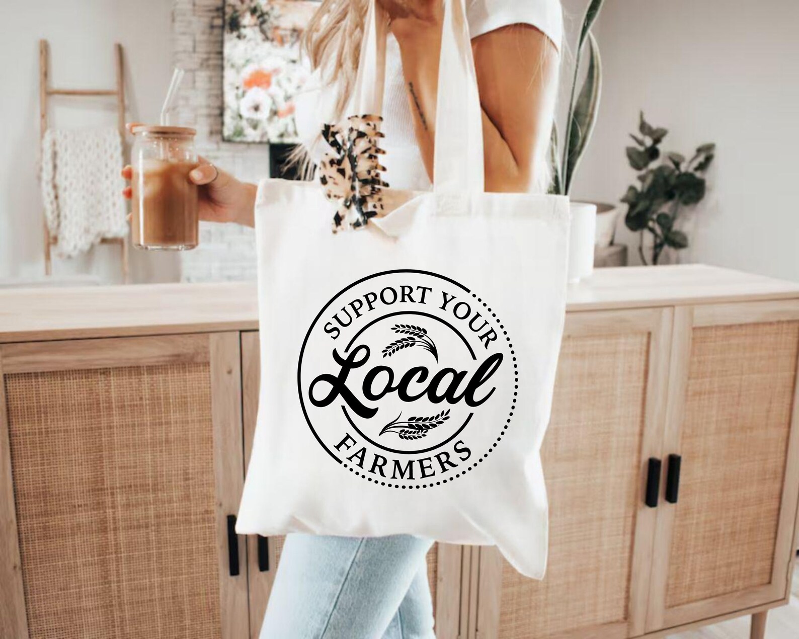 Support Your Local Farmers Tote Bag, Cute Farmer Gift Totes, Local Farm ...