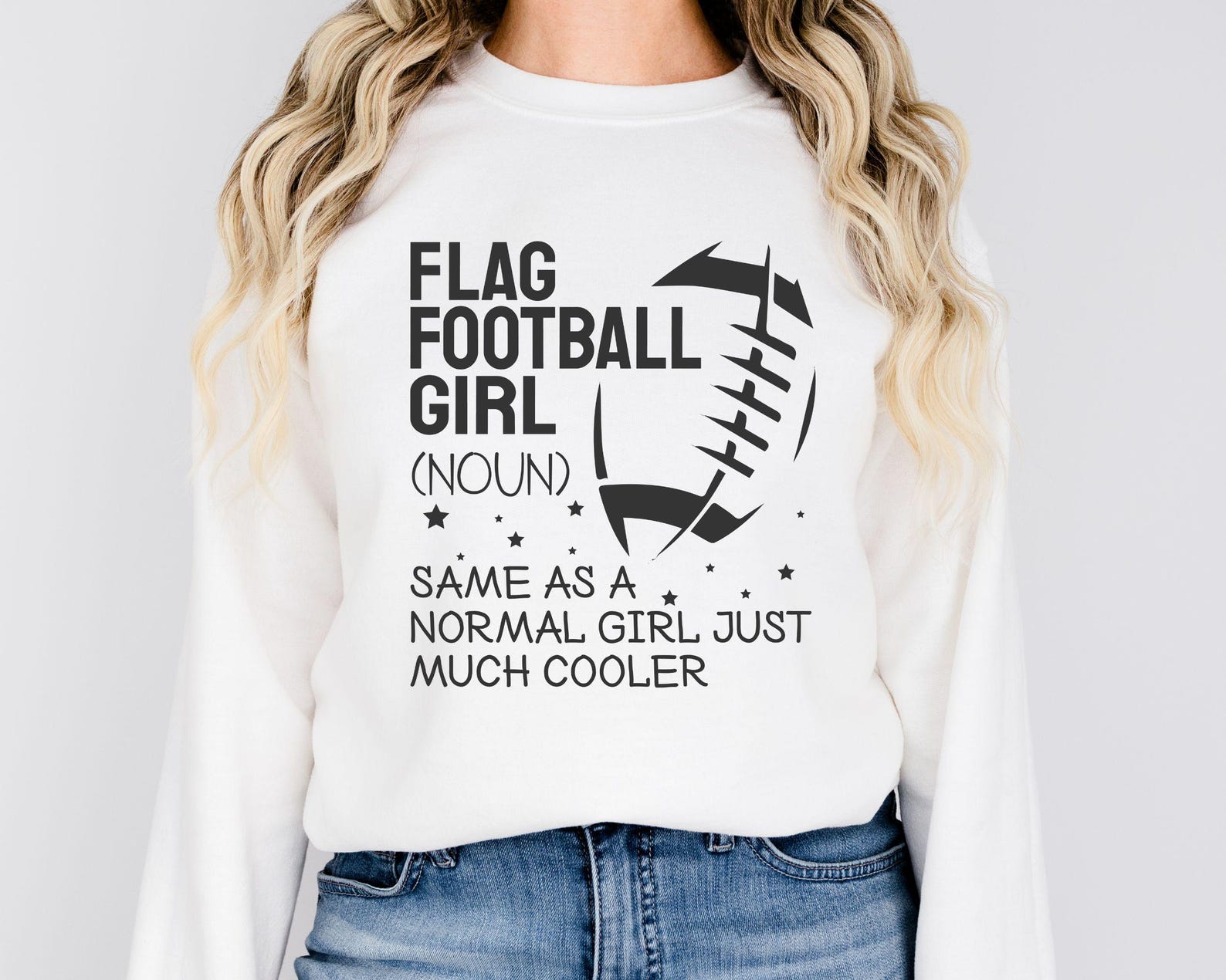 Flag Football Girl Sweatshirt, Flag Football Top, Flag Football Mom ...