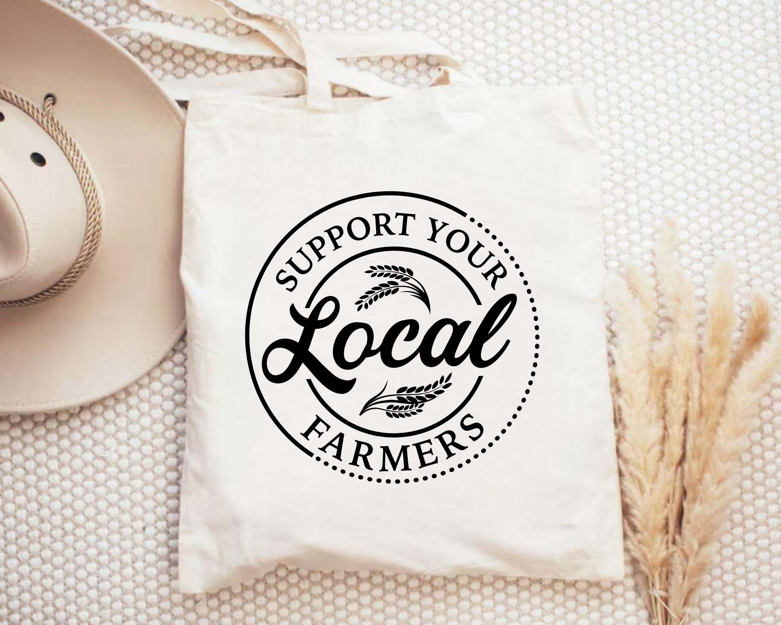 Support Your Local Farmers Tote Bag, Cute Farmer Gift Totes, Local Farm ...