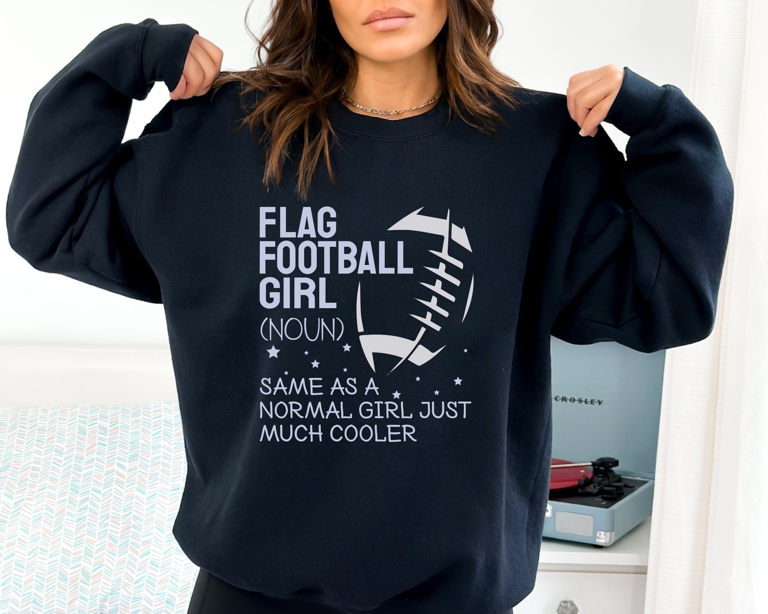 Flag Football Girl Sweatshirt, Flag Football Top, Flag Football Mom ...
