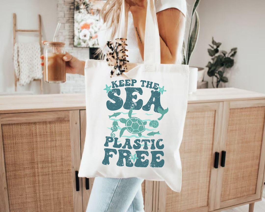 Keep the Sea Plastic Free Tote Bag, Save the Ocean, Market Tote Bag ...