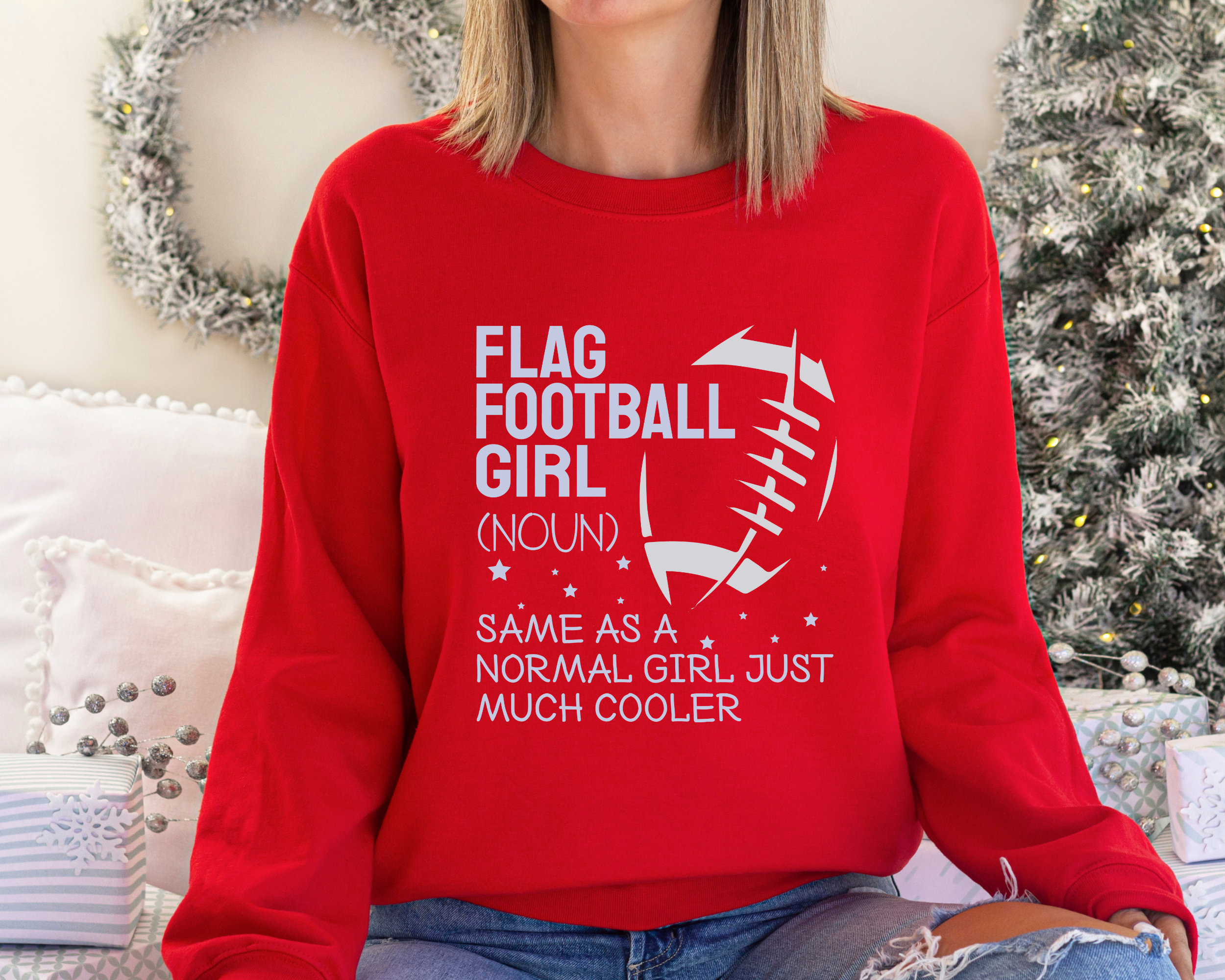 Flag Football Girl Sweatshirt, Flag Football Top, Flag Football Mom ...