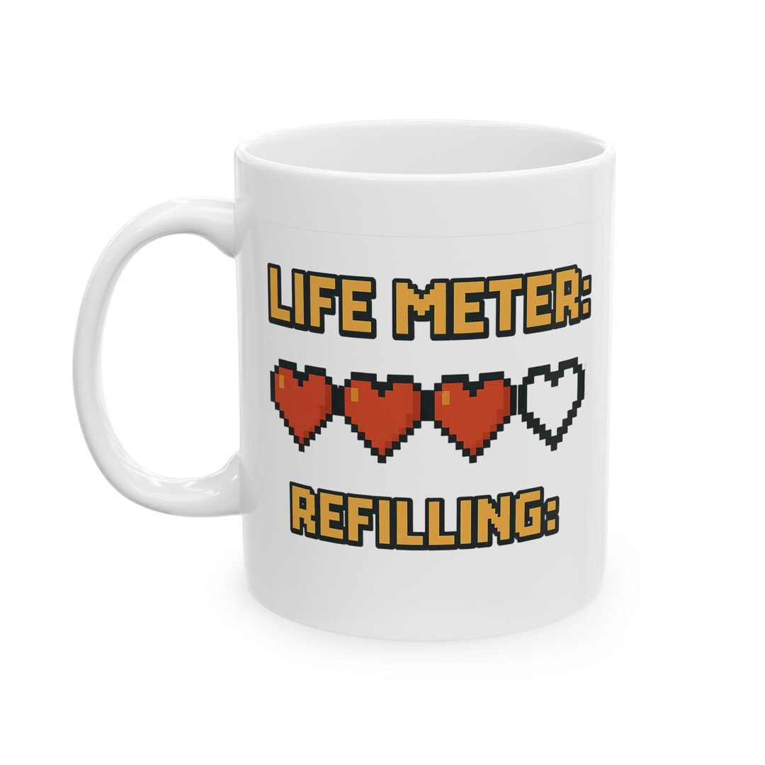 Life Meter Refilling Pixel Art RPG Lover Mug, 8 Bit Retro Gaming ...