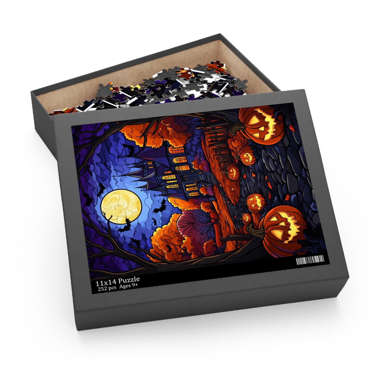 Stained Glass Halloween Puzzle Haunted House Puzzle Spooky Puzzle ...