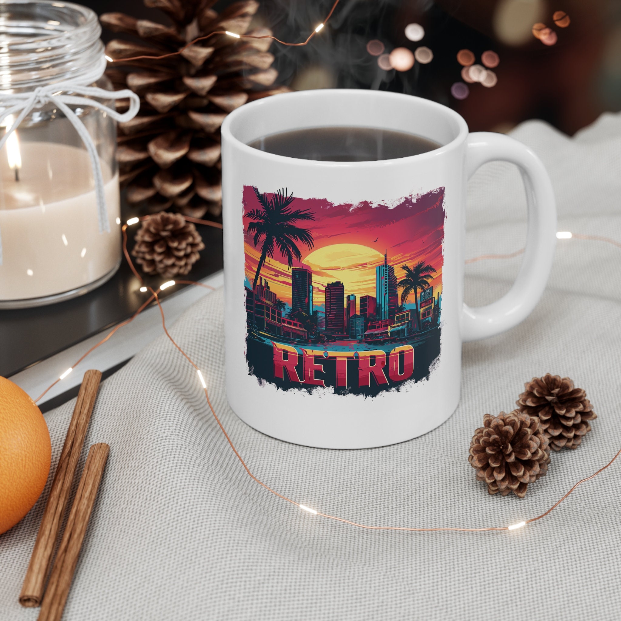 Miami Retro Mug 1980s Style Mug, Synthwave Coffee Cup, Throwback Mug ...