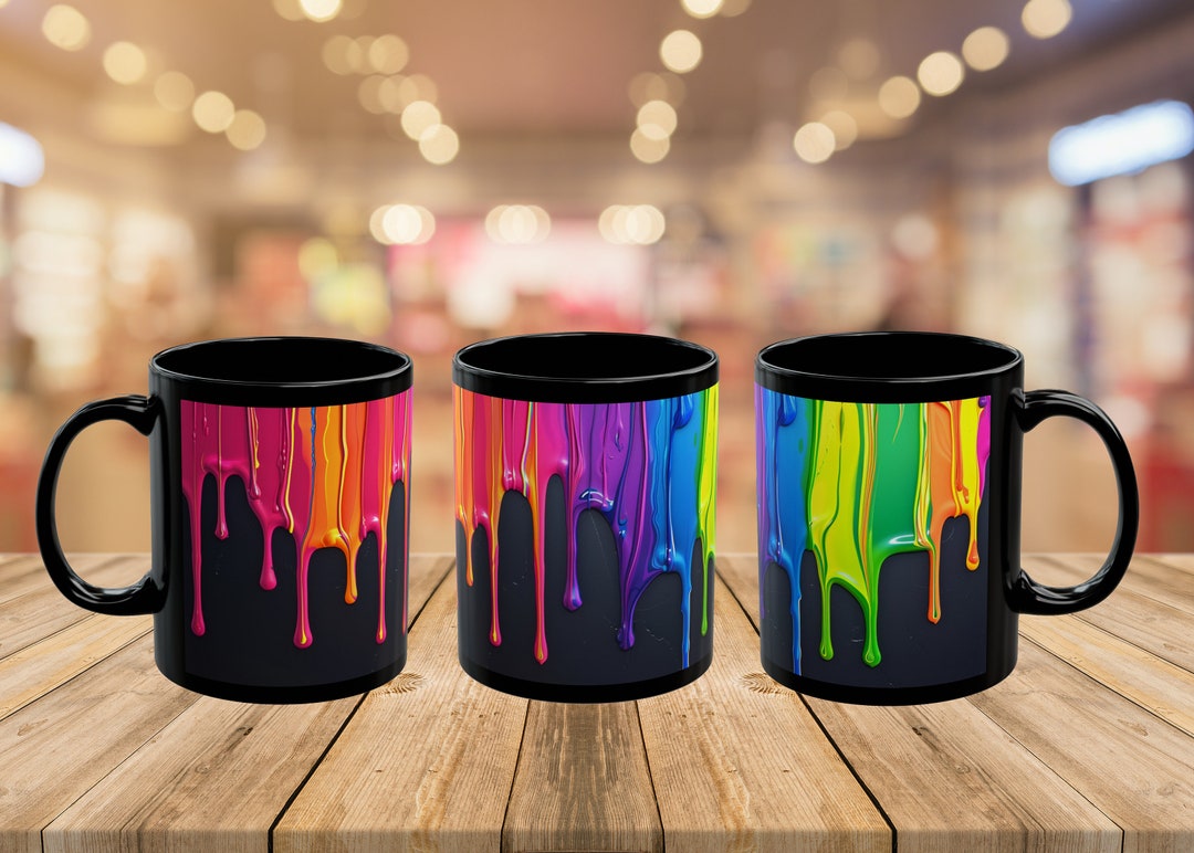 Dripping Paint Mug, Artist Mug, Artist Gift, Rainbow Paint Mug ...