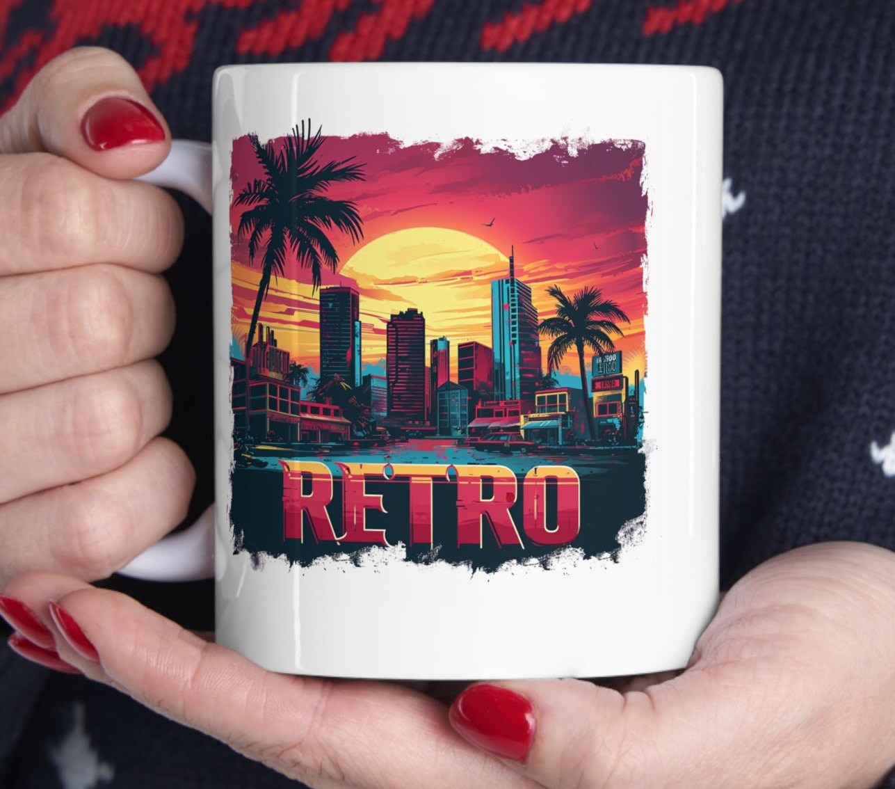 Miami Retro Mug 1980s Style Mug, Synthwave Coffee Cup, Throwback Mug ...