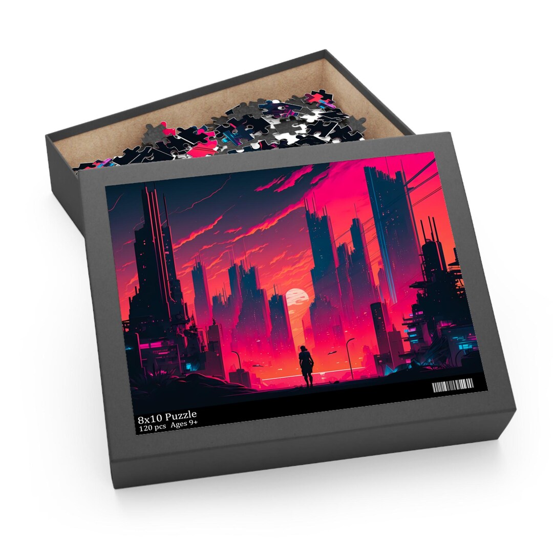 Synthwave City Puzzle, Cyberpunk Jigsaw, Vaporwave Puzzle, 80s Retro ...