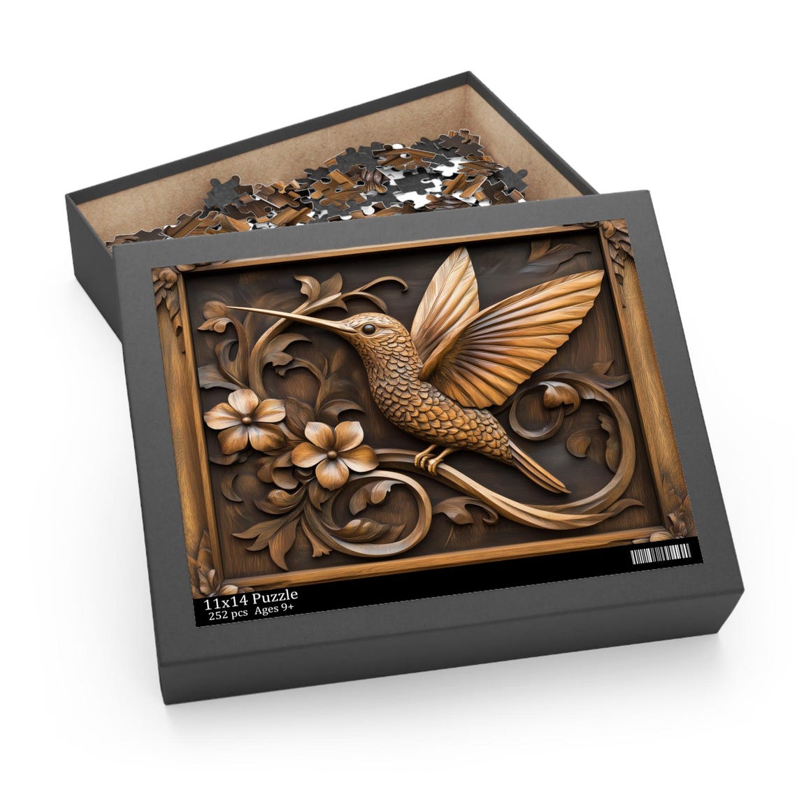 Hummingbird Puzzle Wood Carved Print Effect Hummingbird Jigsaw Puzzle ...
