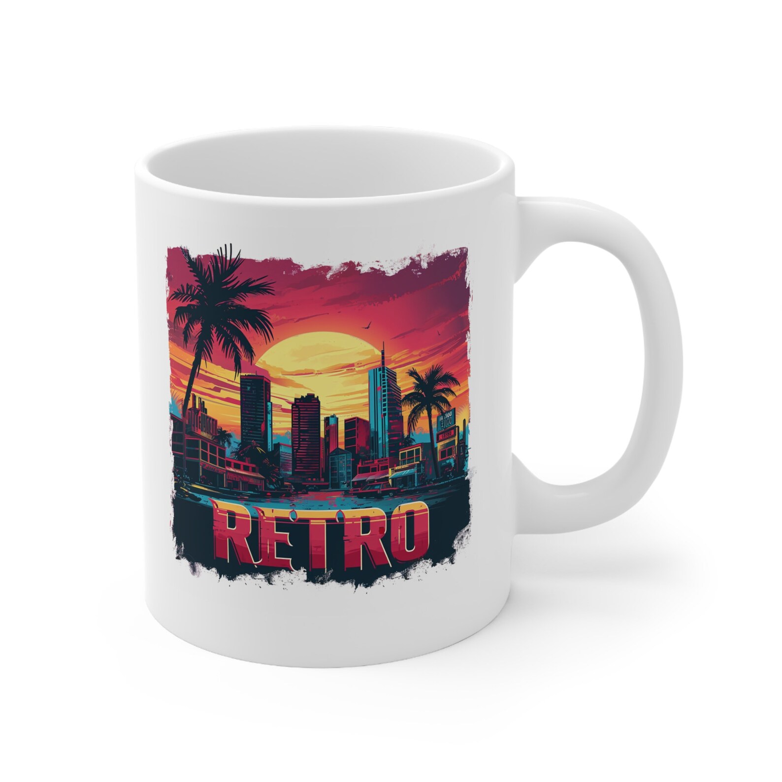 Miami Retro Mug 1980s Style Mug, Synthwave Coffee Cup, Throwback Mug ...