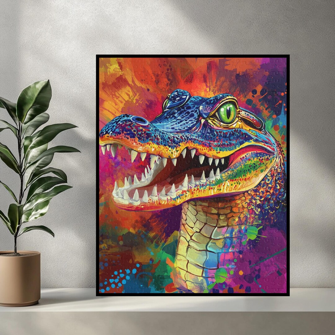 Colorful Crocodile Puzzle, Cool Crocodile Jigsaw, Crocodile Art Puzzle ...