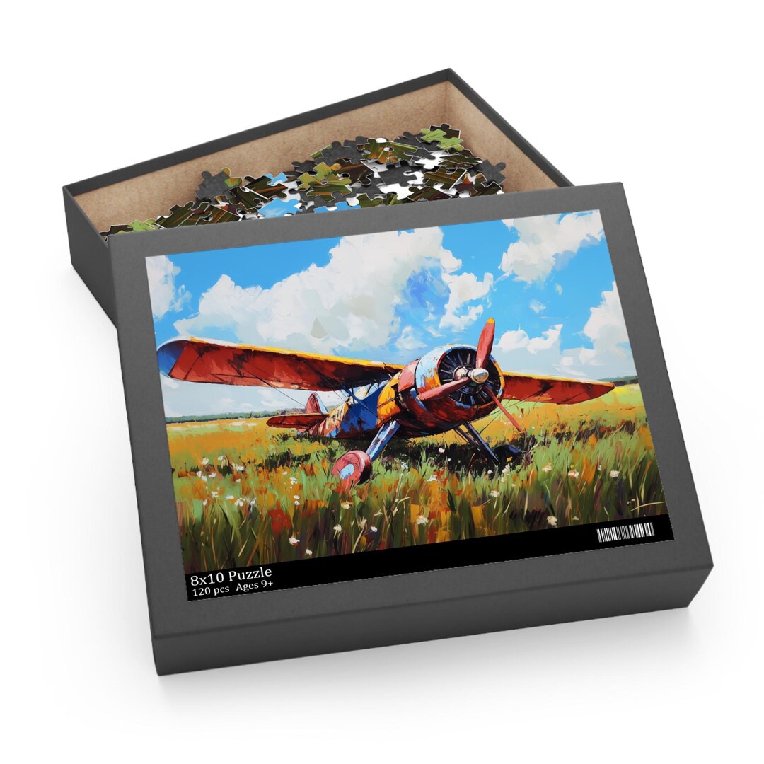 Airplane Puzzle, Colorful Retro Airplane Jigsaw Puzzle, Aeroplane ...