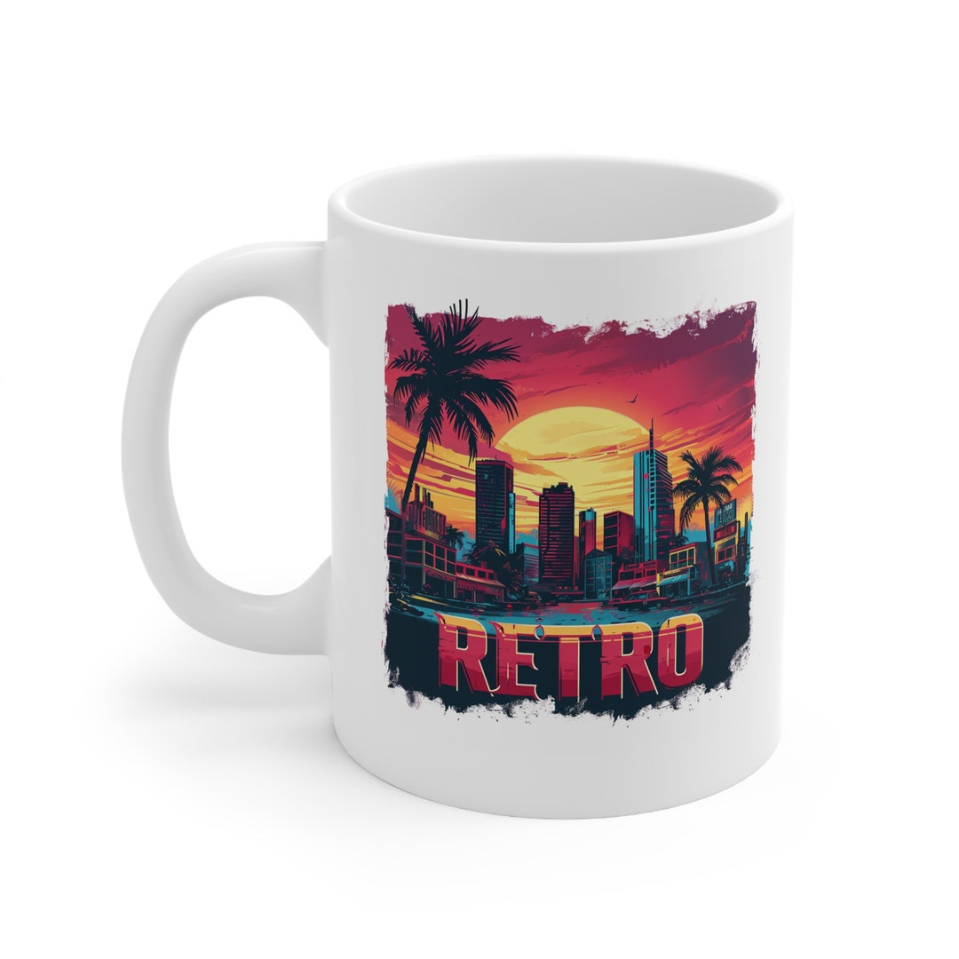 Miami Retro Mug 1980s Style Mug, Synthwave Coffee Cup, Throwback Mug ...