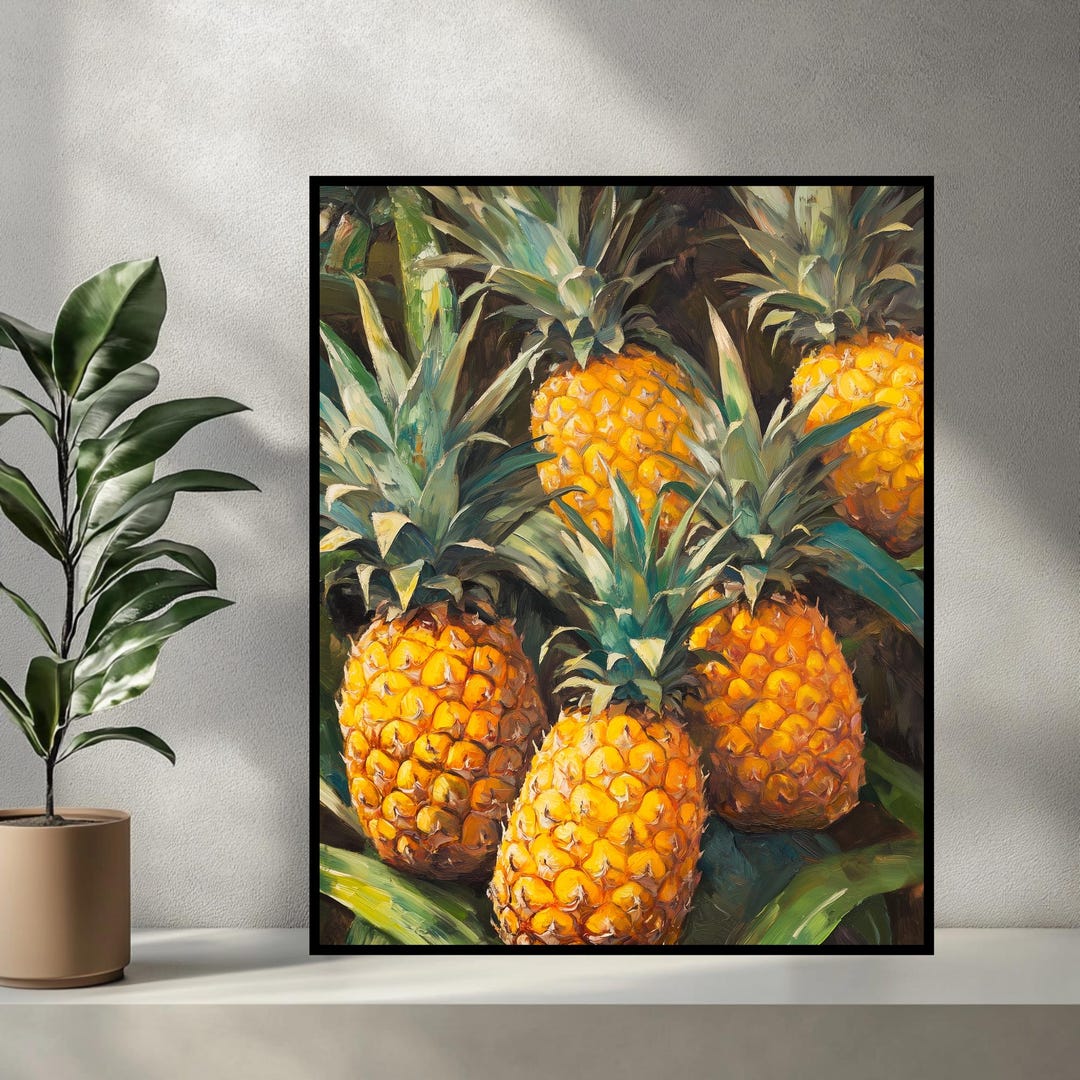 Pineapple Puzzle, Pineapples Oil Painting Art Jigsaw, Artistic Fruit ...