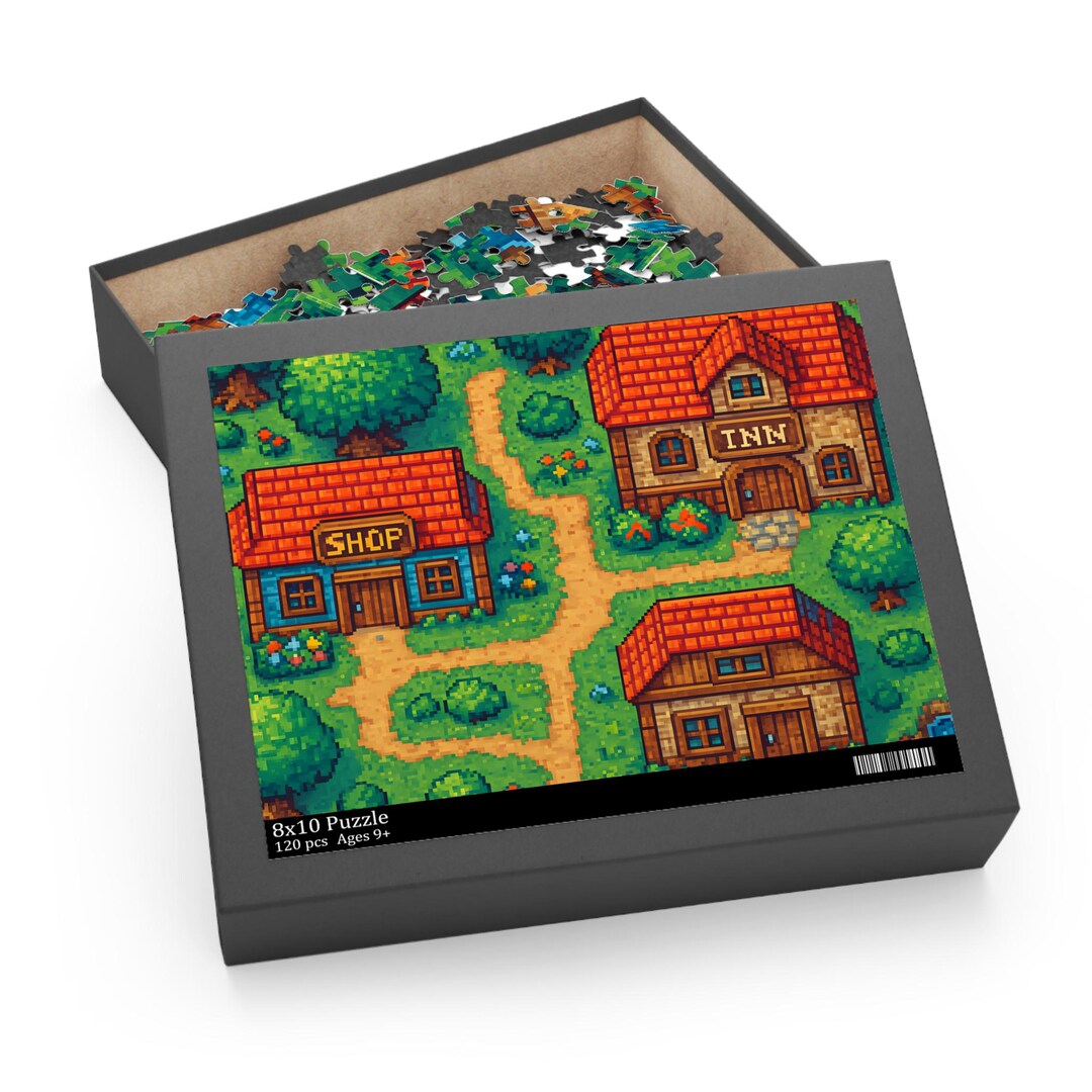 Pixel Art Town Puzzle, Lo Fi 16 Bit 8 Bit NES SNES Nostalgia RPG Gamer ...