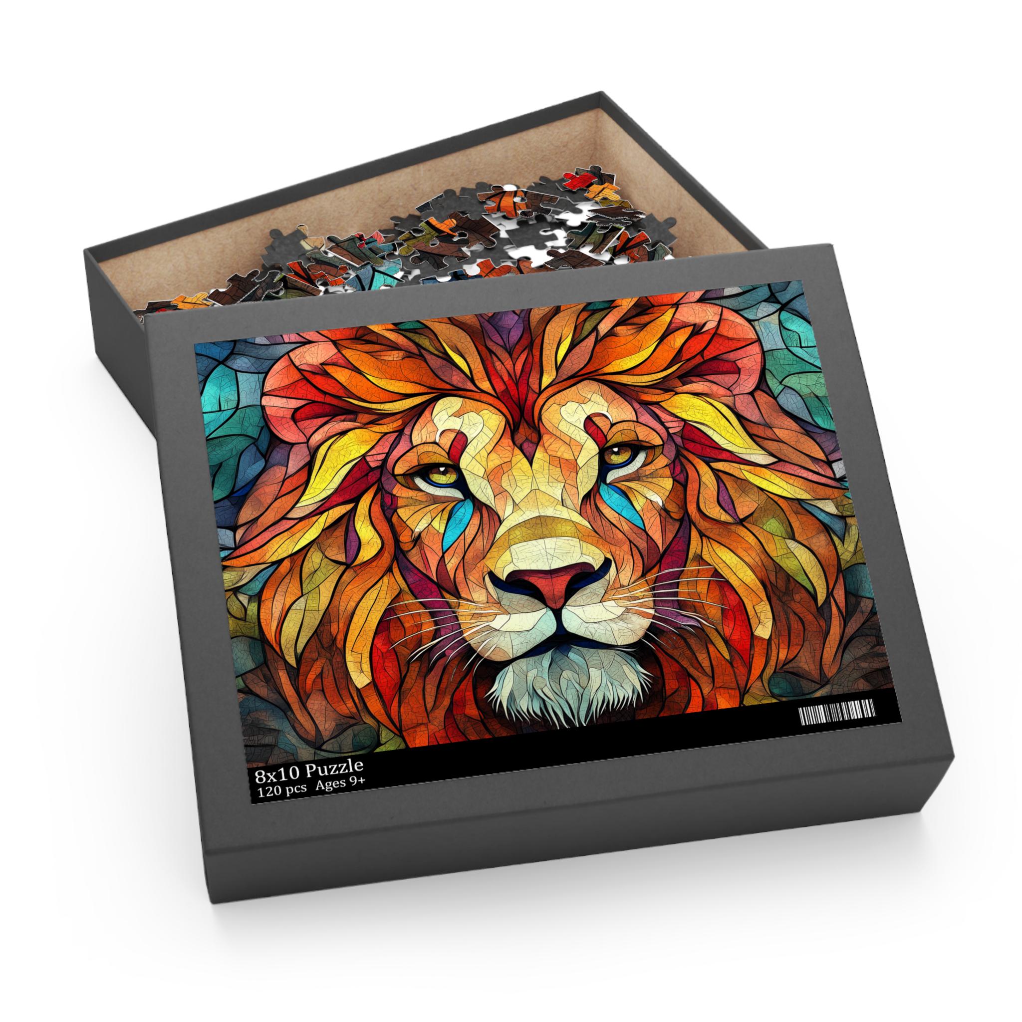 Stained Glass Lion Puzzle, Beautiful Puzzle Gift for Lion Lover, Lion ...