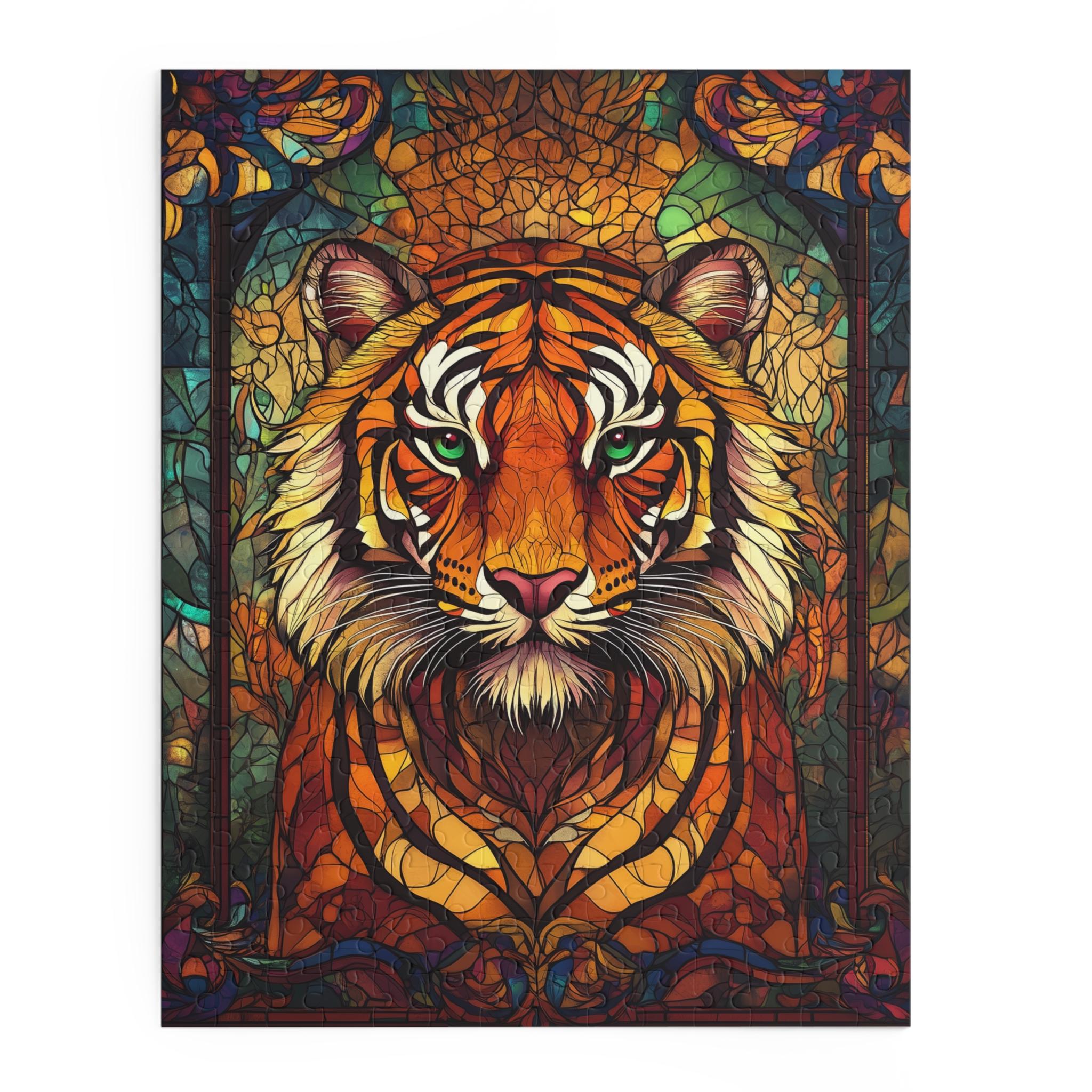 Stained Glass Tiger Puzzle, Beautiful Tiger Puzzle Gift, Tiger Jigsaw ...