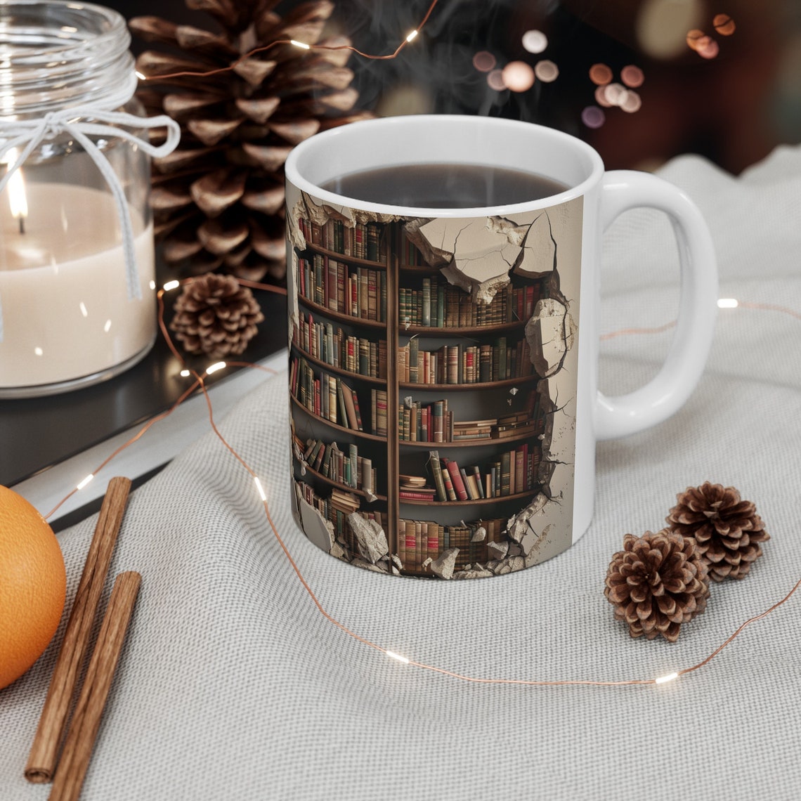 Book Mug, Library Bookshelf Mug, Book Lover Mug, Reader Mug, Reading ...