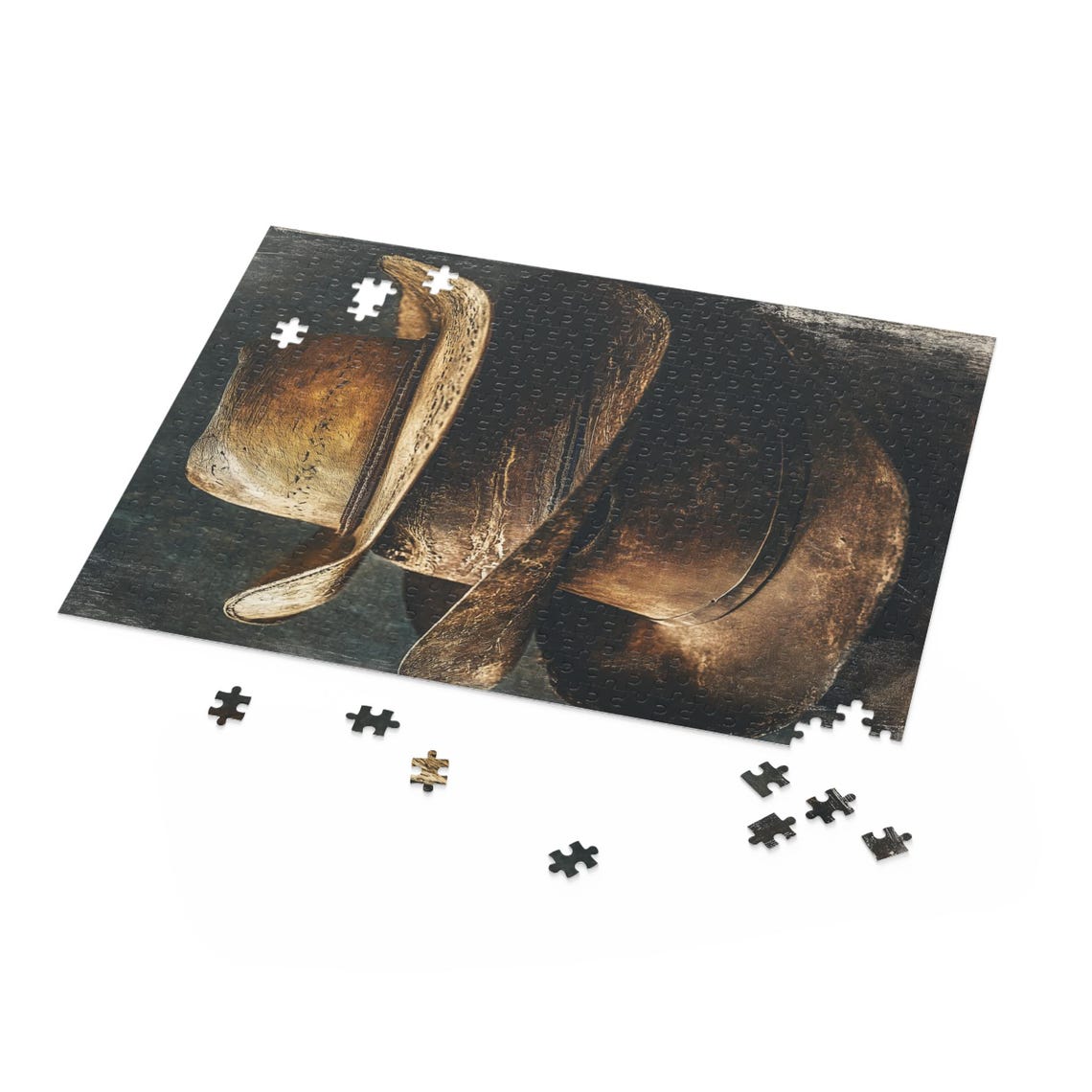 Vintage Style Cowboy Hats Puzzle, Southwestern Wall Art Gift, Rustic ...