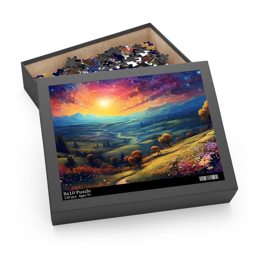 Beautiful Mountains and Prairie Landscape Puzzle, Flowers Trees and ...
