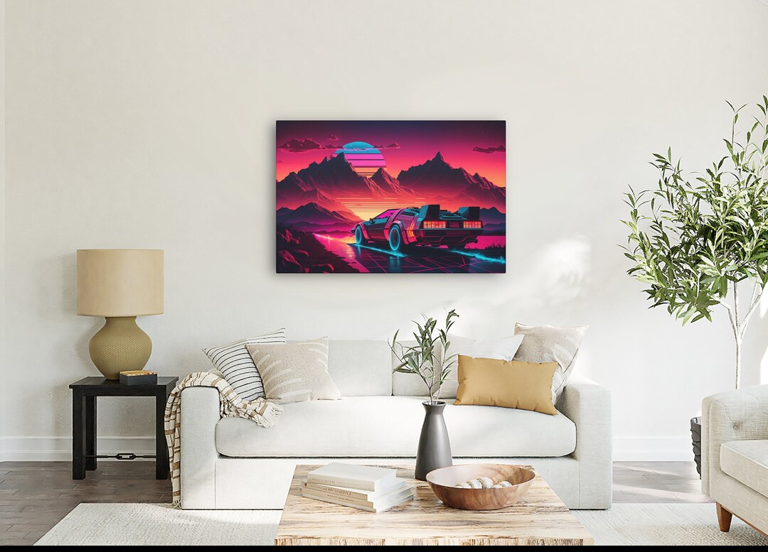 Delorean Canvas Art, Synthwave Art, Vaporwave Art, 80s Art, Retro Art ...