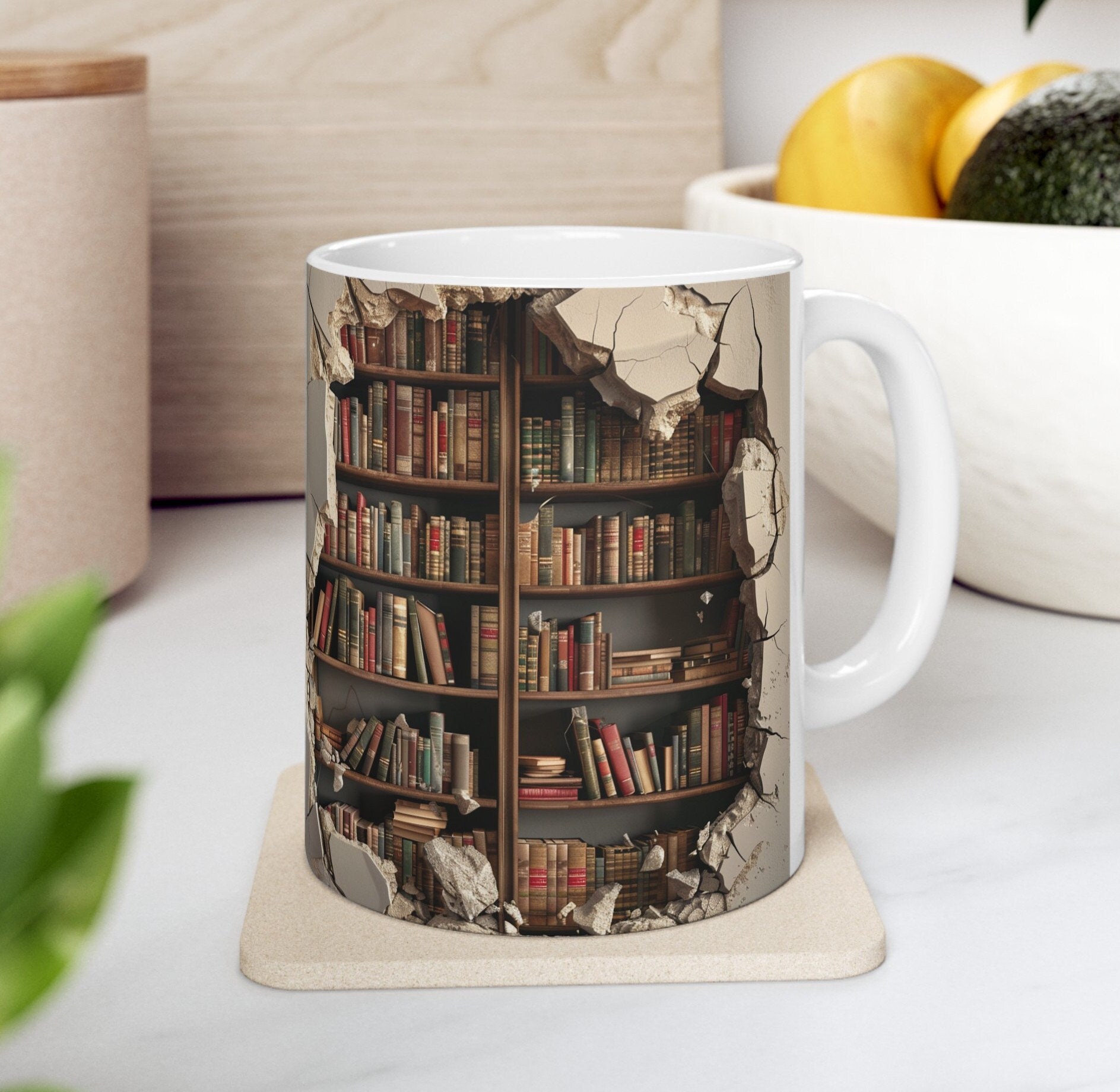 Book Mug, Library Bookshelf Mug, Book Lover Mug, Reader Mug, Reading ...