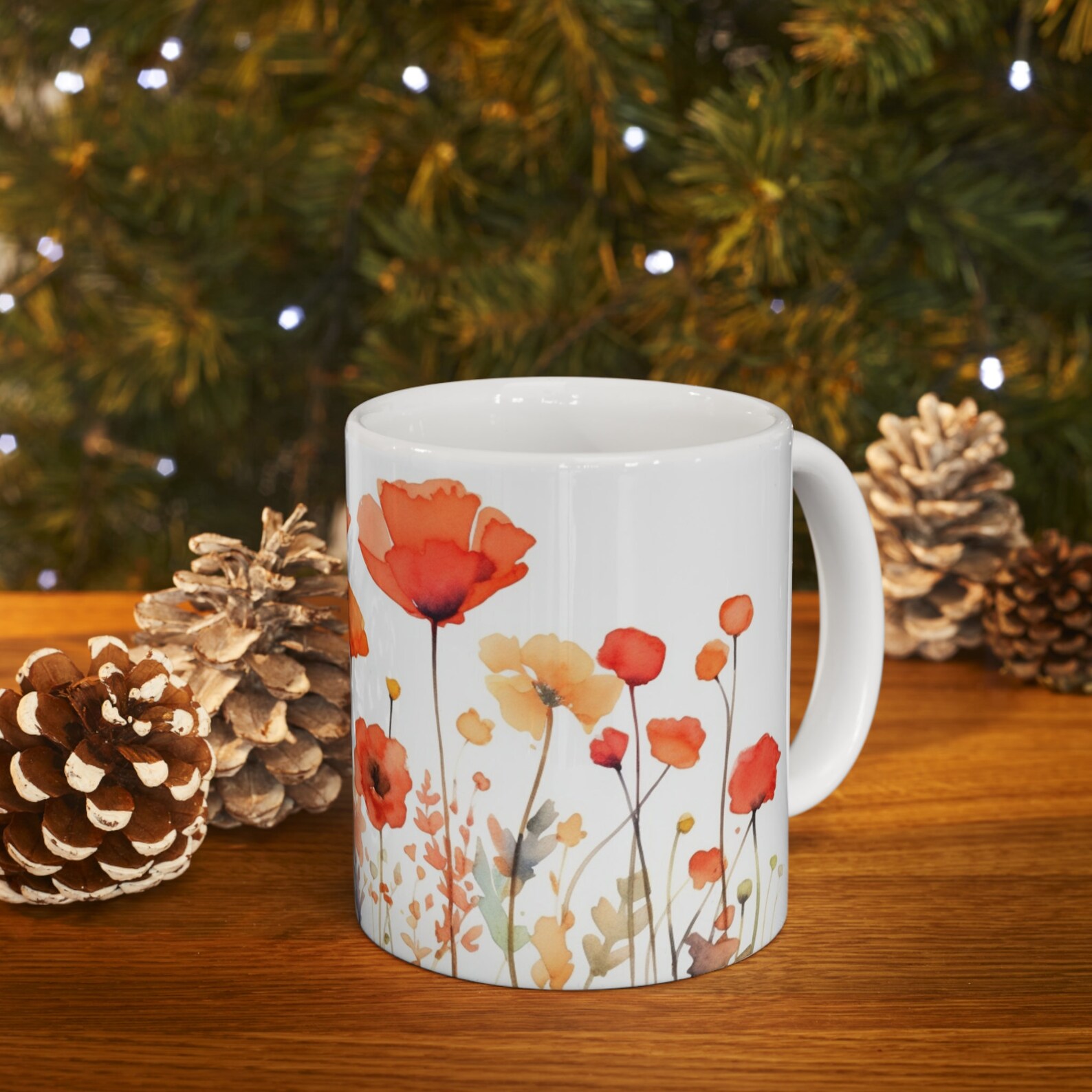 Watercolor Flowers Mug, Wildflower Coffee Mug, Floral Tea Cup, Garden ...
