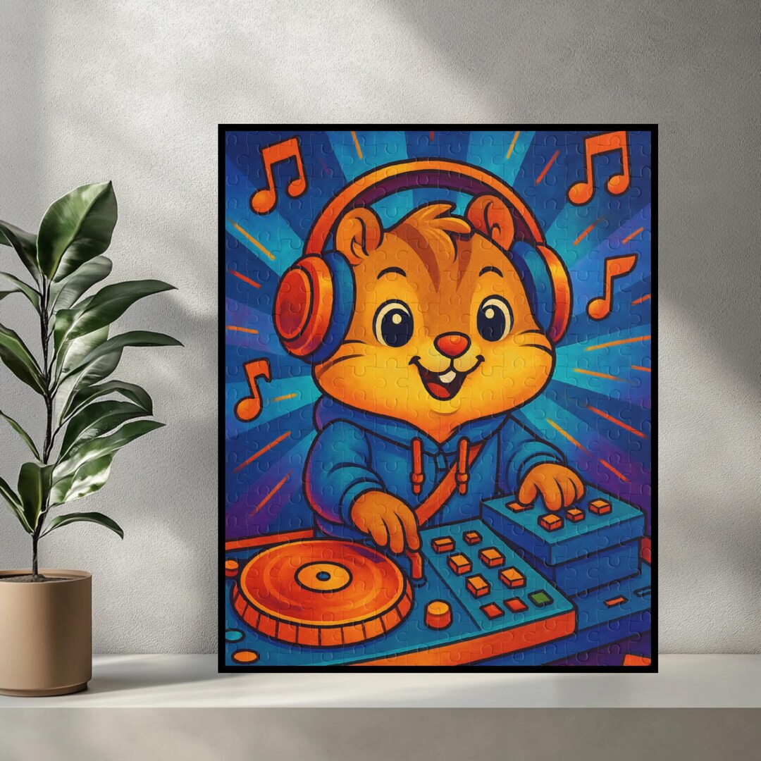 Chipmunk DJ Puzzle, Cozy Cute Chipmunk Disc Jockey Jigsaw, Animal Lover ...