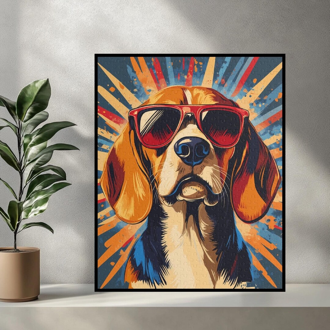 Beagle Puzzle Retro Beagle Dog Puzzle Hipster Beagle Dog Puzzle Dog ...