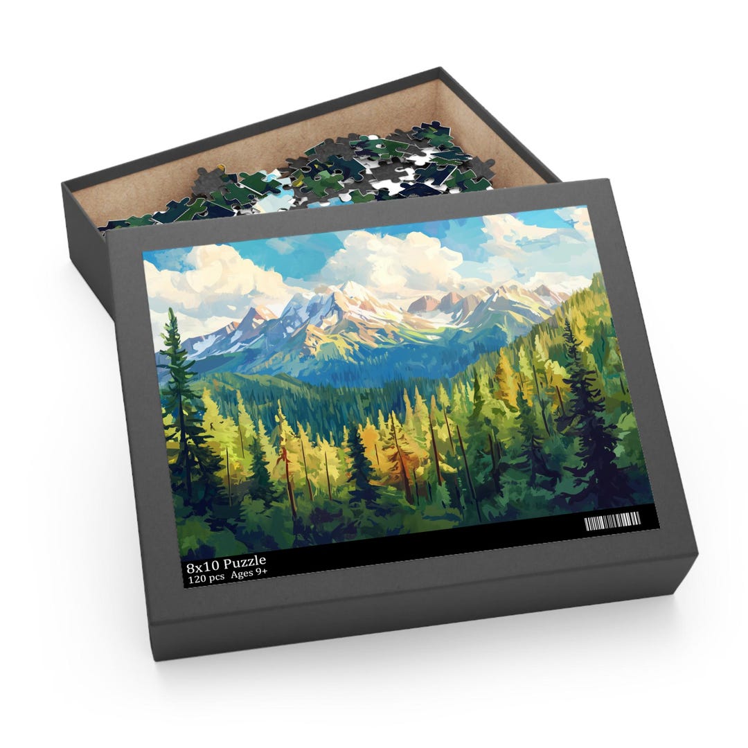 Rocky Mountains Puzzle, Pine Trees Scenic Mountains Jigsaw, Outdoors ...