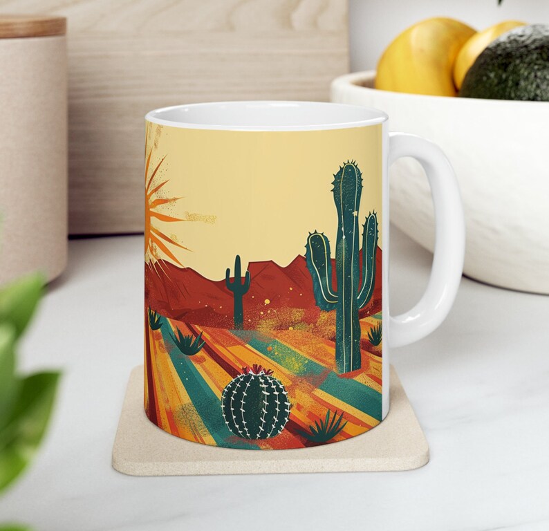 Southwest Desert Landscape Art Mug, Cactus Mug, Arizona Cup, Desert ...