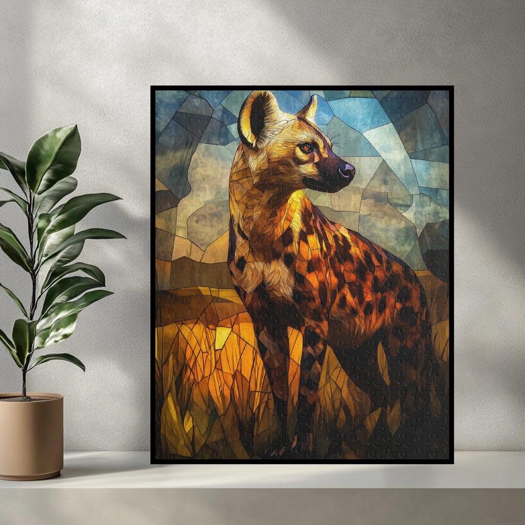 Stained Glass Hyena Puzzle, Hyena Puzzle, Hyena Art Puzzle, Home Decor ...