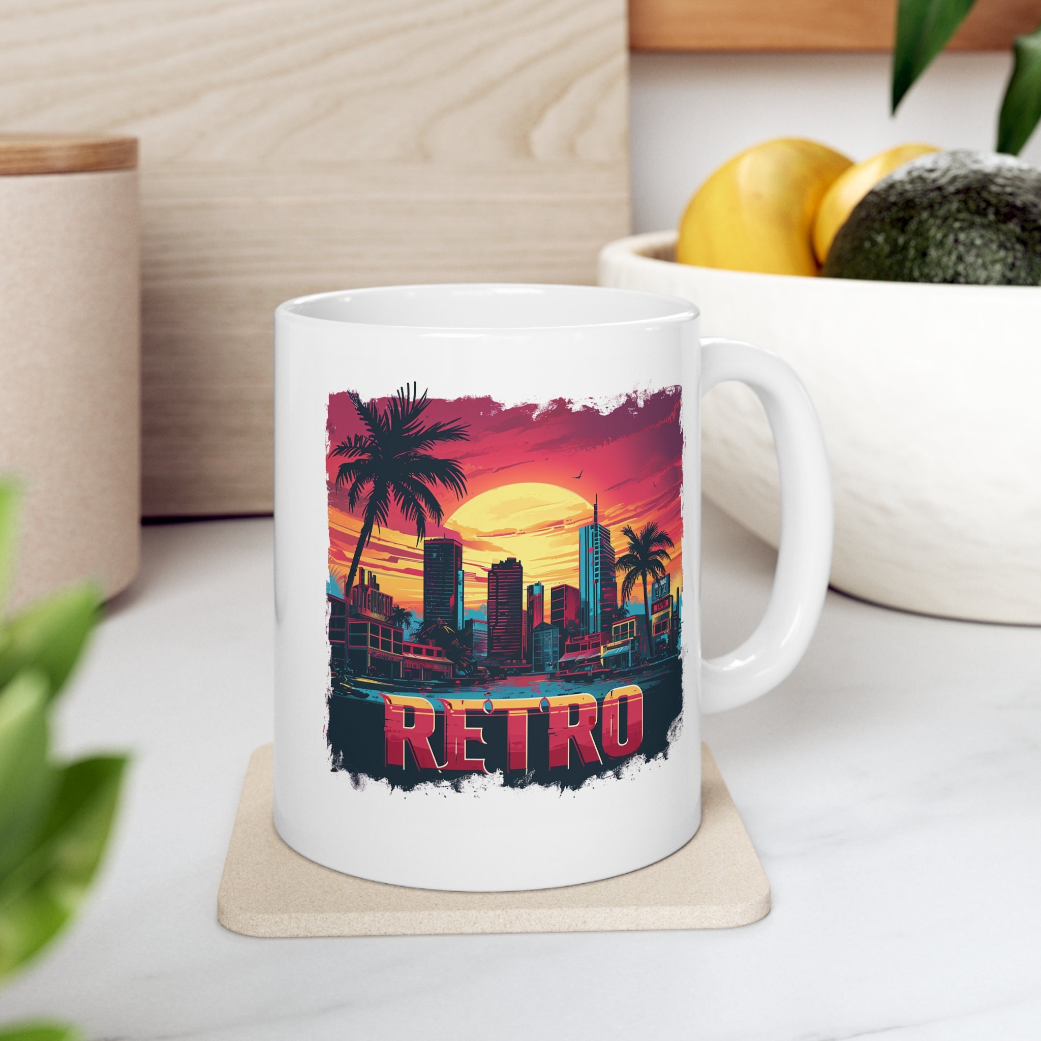 Miami Retro Mug 1980s Style Mug, Synthwave Coffee Cup, Throwback Mug ...