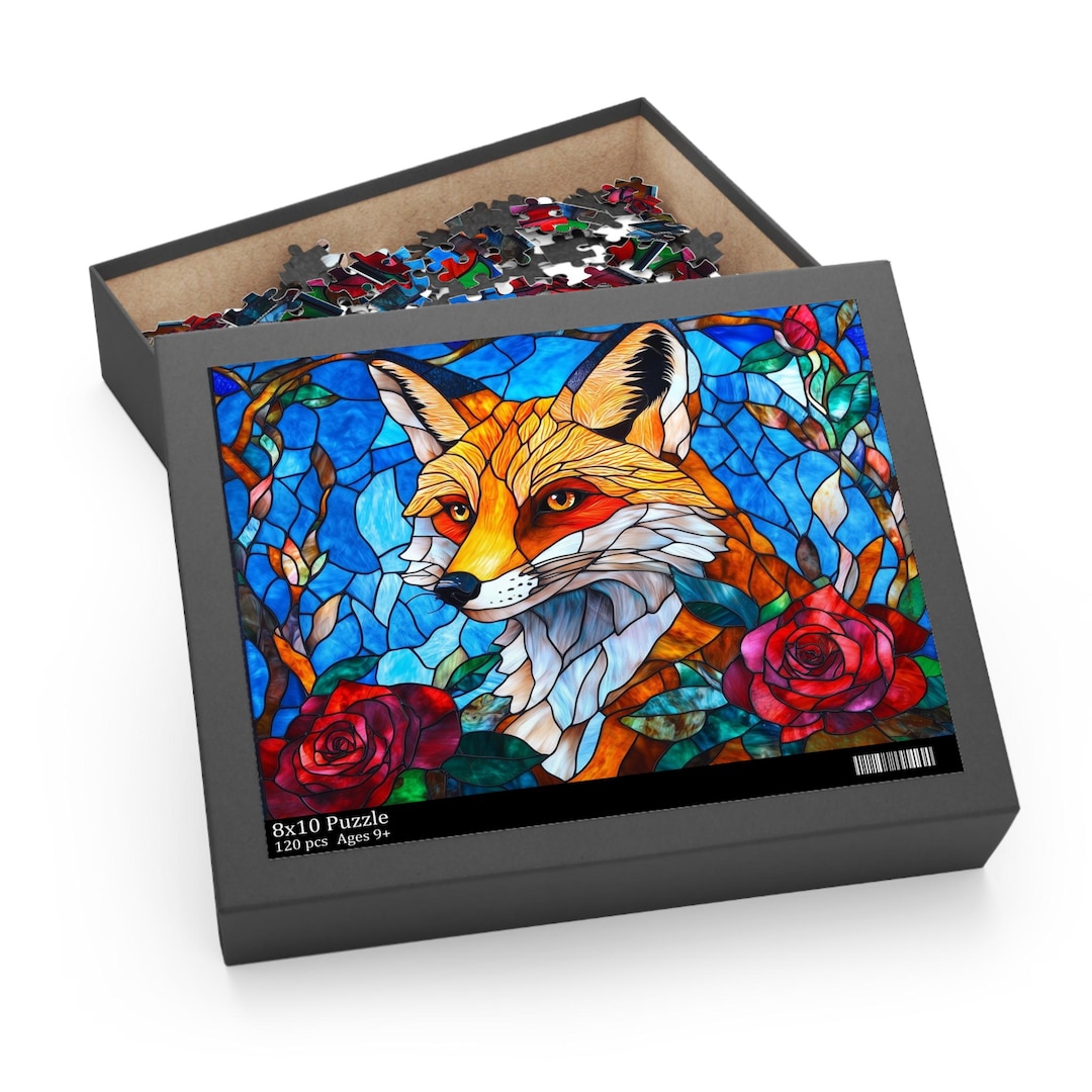 Stained Glass Fox Puzzle, Colorful Puzzle Gift for Fox Lover, Fox ...