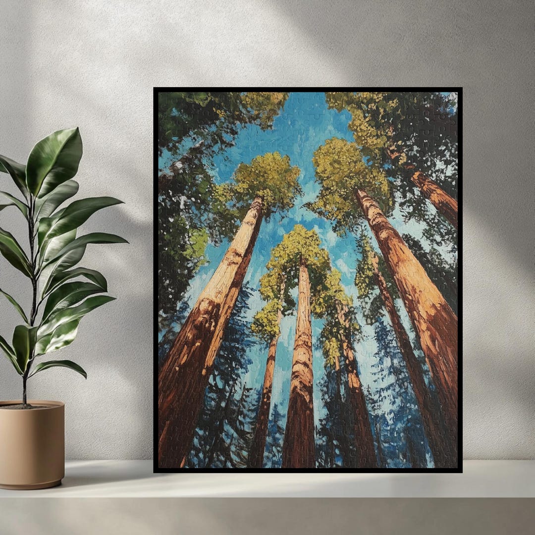 Sequoia Trees Puzzle, Redwood Forest Jigsaw, Giant Trees Art Puzzle ...