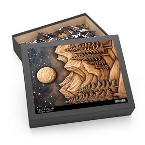 Mountain and Trees Puzzle Wood Panel Effect Puzzle Carved Wood Style ...