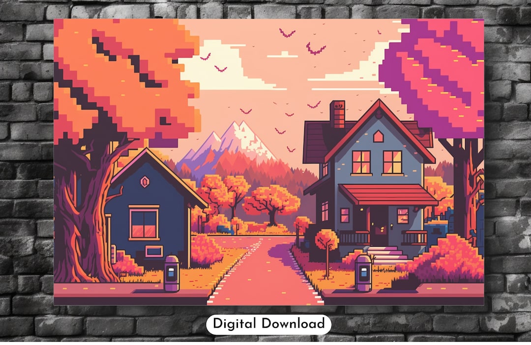 Japanese Video Game Pixel Art Town Digital File Download, Print at Home ...