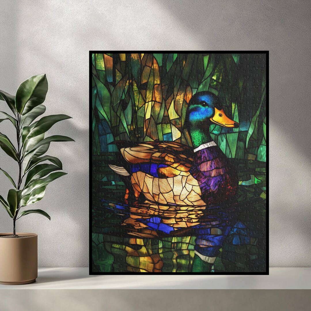 Stained Glass Duck Puzzle, Duck Puzzle, Mallard Duck Art Puzzle ...